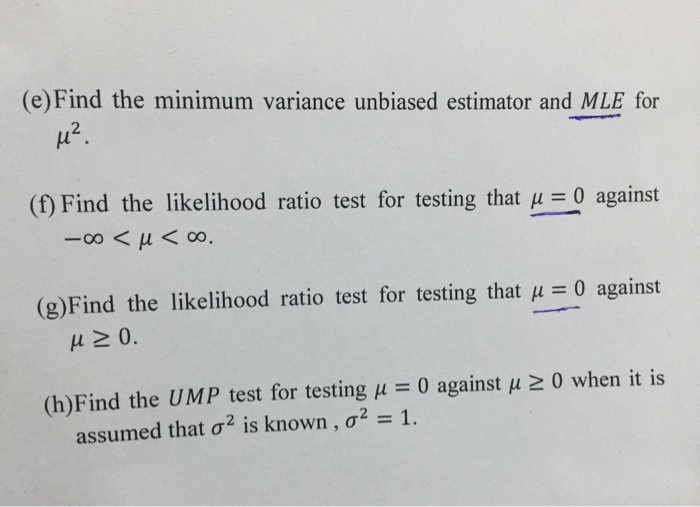 (e) Find the minimum variance unbiased estimator and | Chegg.com
