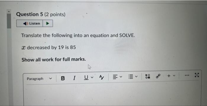 Solved Translate the following into an equation and SOLVE. x | Chegg.com