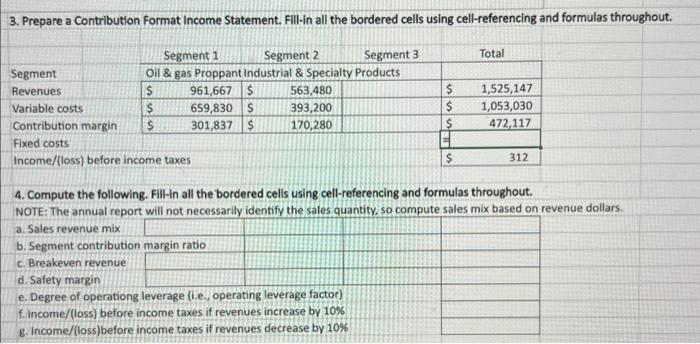 3. Prepare a Contribution Format Income Statement. | Chegg.com