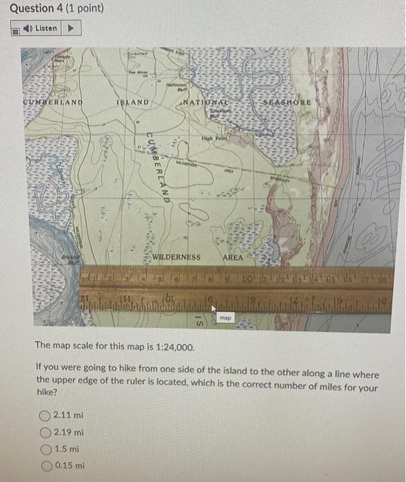 Solved Using a map scale of 1:24,000, what is the distance | Chegg.com