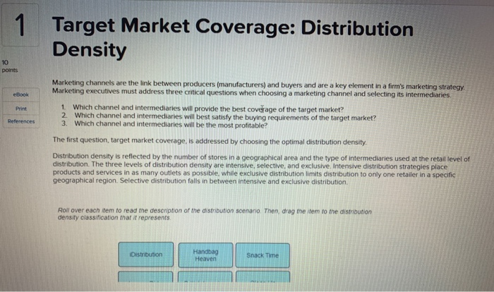 Solved 1 Target Market Coverage: Distribution Density points | Chegg.com