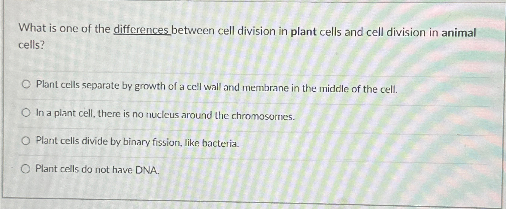 Solved What is one of the differences between cell division | Chegg.com