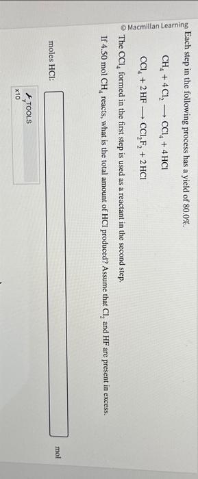 Solved Each step in the following process has a yield of | Chegg.com