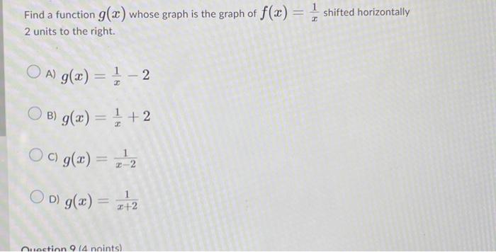 Solved Find A Function G X Whose Graph Is The Graph Of