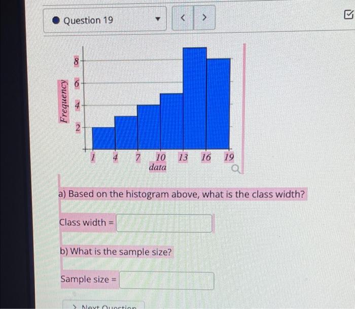 Solved a) Based on the histogram above, what is the class | Chegg.com