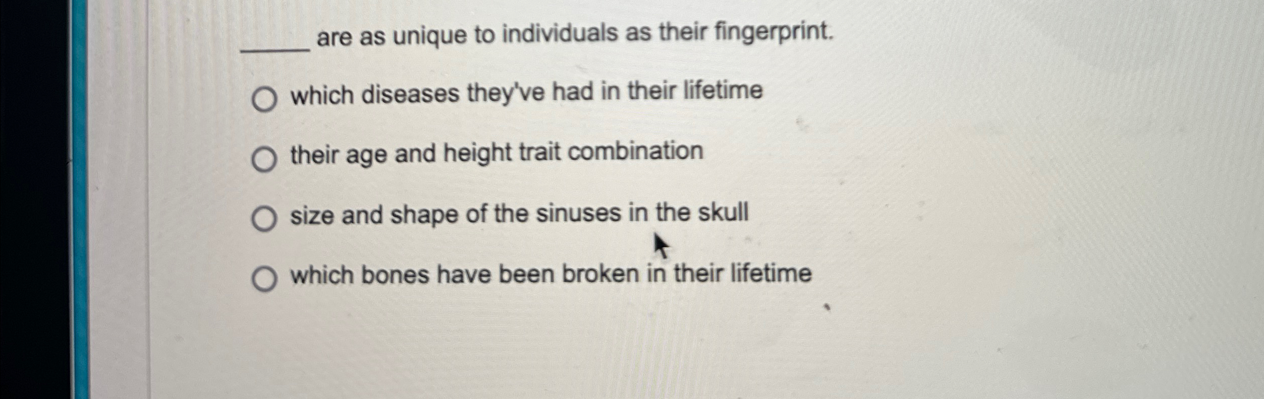 Solved are as unique to individuals as their | Chegg.com