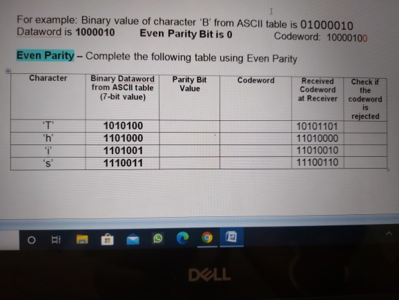 Solved For example: Binary value of character 'B' from ASCII | Chegg.com