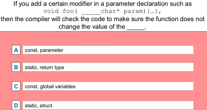 Solved If you add a certain modifier in a parameter | Chegg.com