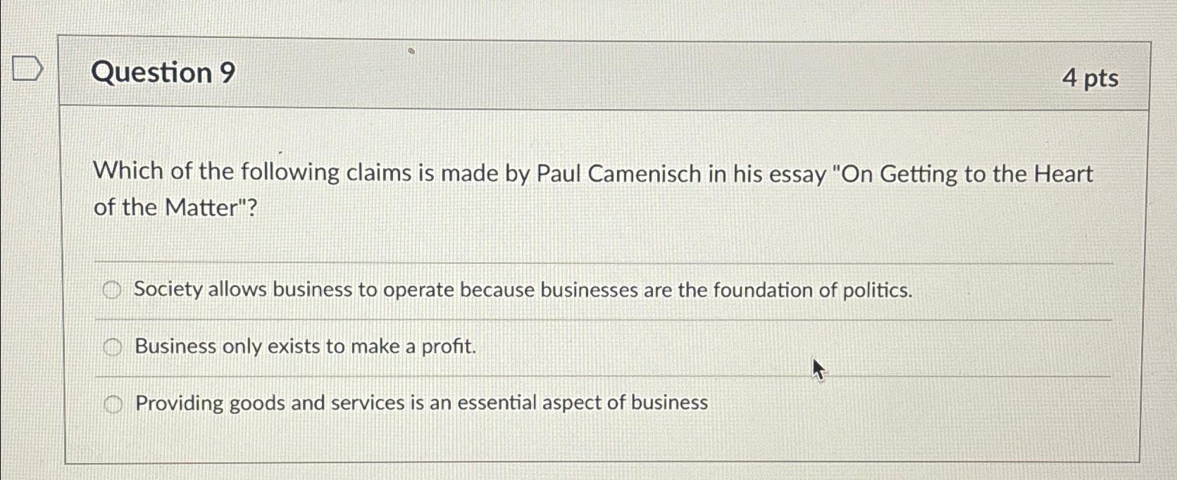 Solved Question 94 ﻿ptsWhich of the following claims is made | Chegg.com