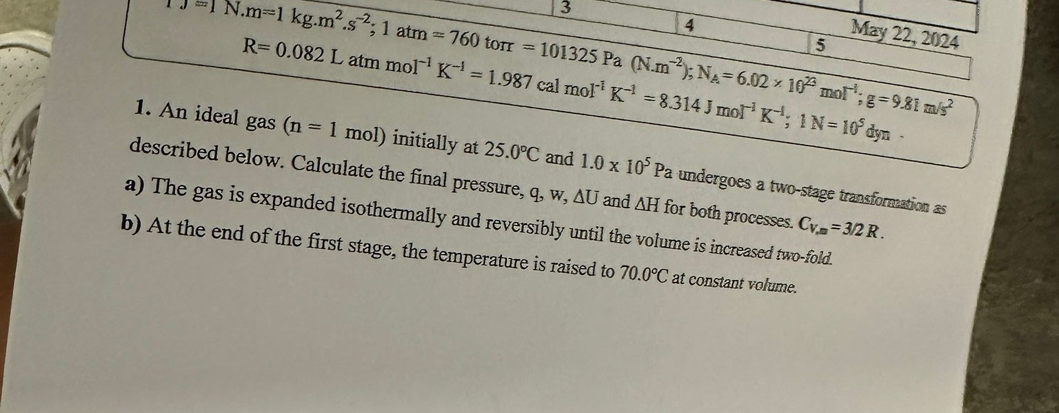 Solved 3May 22, 2024May 22, 2024An ideal gas ( n=1mol ) | Chegg.com