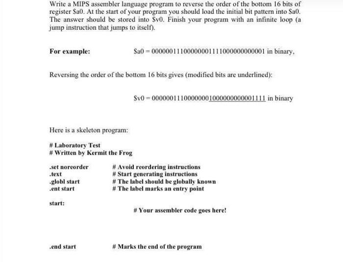 Solved Write a MIPS assembler language program to reverse | Chegg.com Solved Write a MIPS assembler language program to reverse | Chegg.com