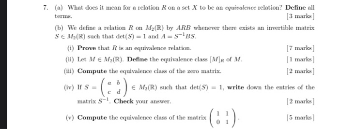 Solved 7. (a) What does it mean for a relation Ron a set X | Chegg.com