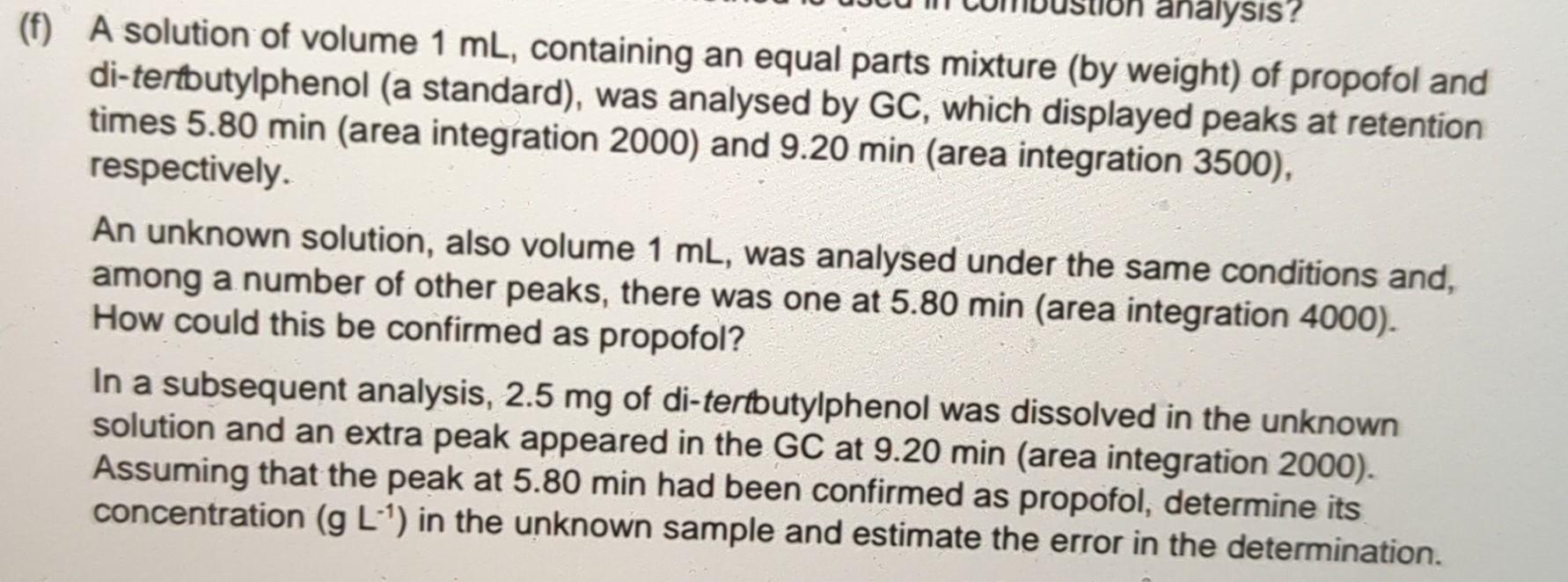 Solved f) A solution of volume 1 mL, containing an equal | Chegg.com