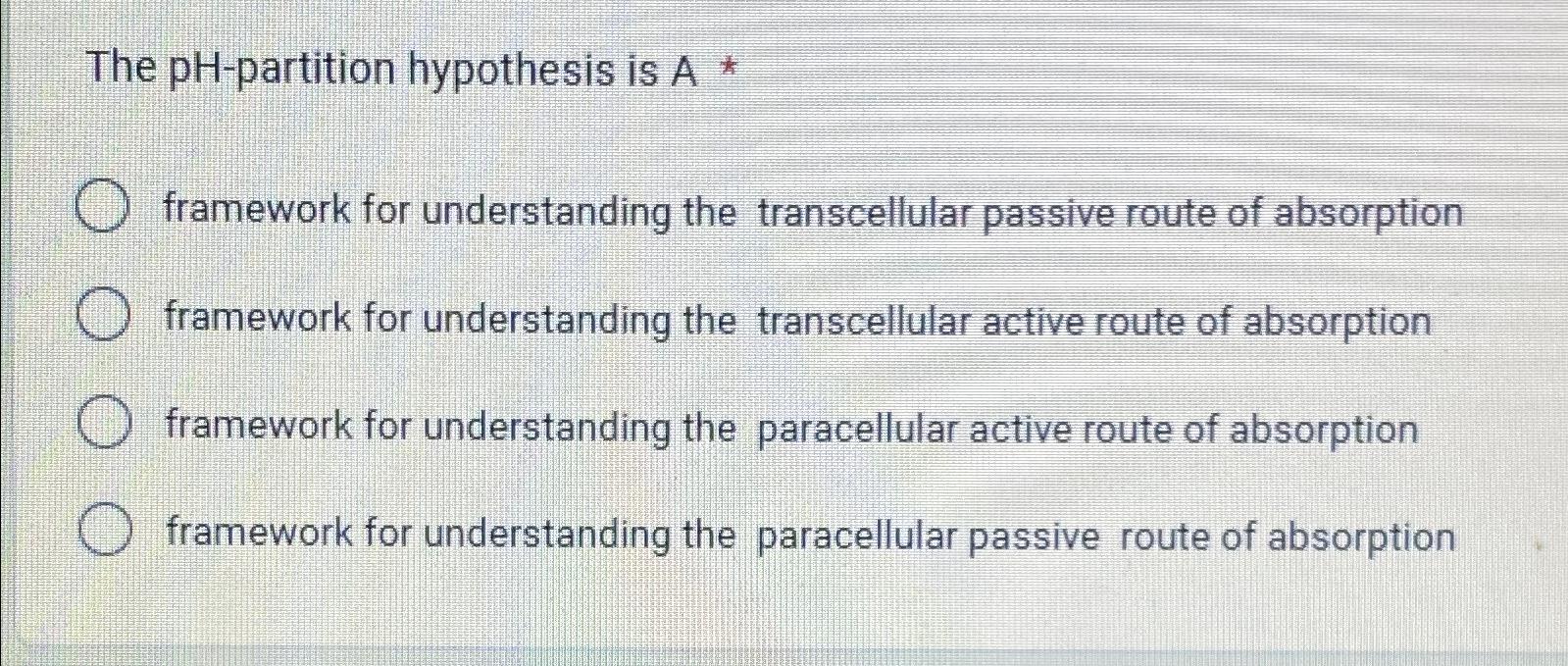 Solved The pH-partition hypothesis is A *framework for | Chegg.com