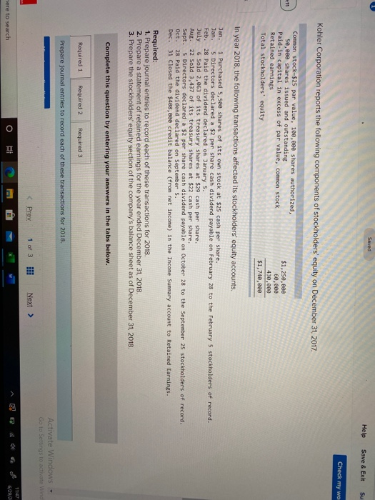 Solved Saved Help Save & Exit Su Check my wo Kohler | Chegg.com