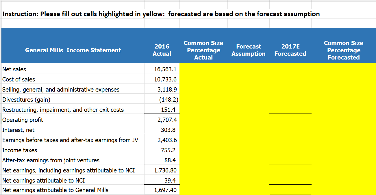 Solved Using the forecasting assumptions below, fill out the | Chegg.com