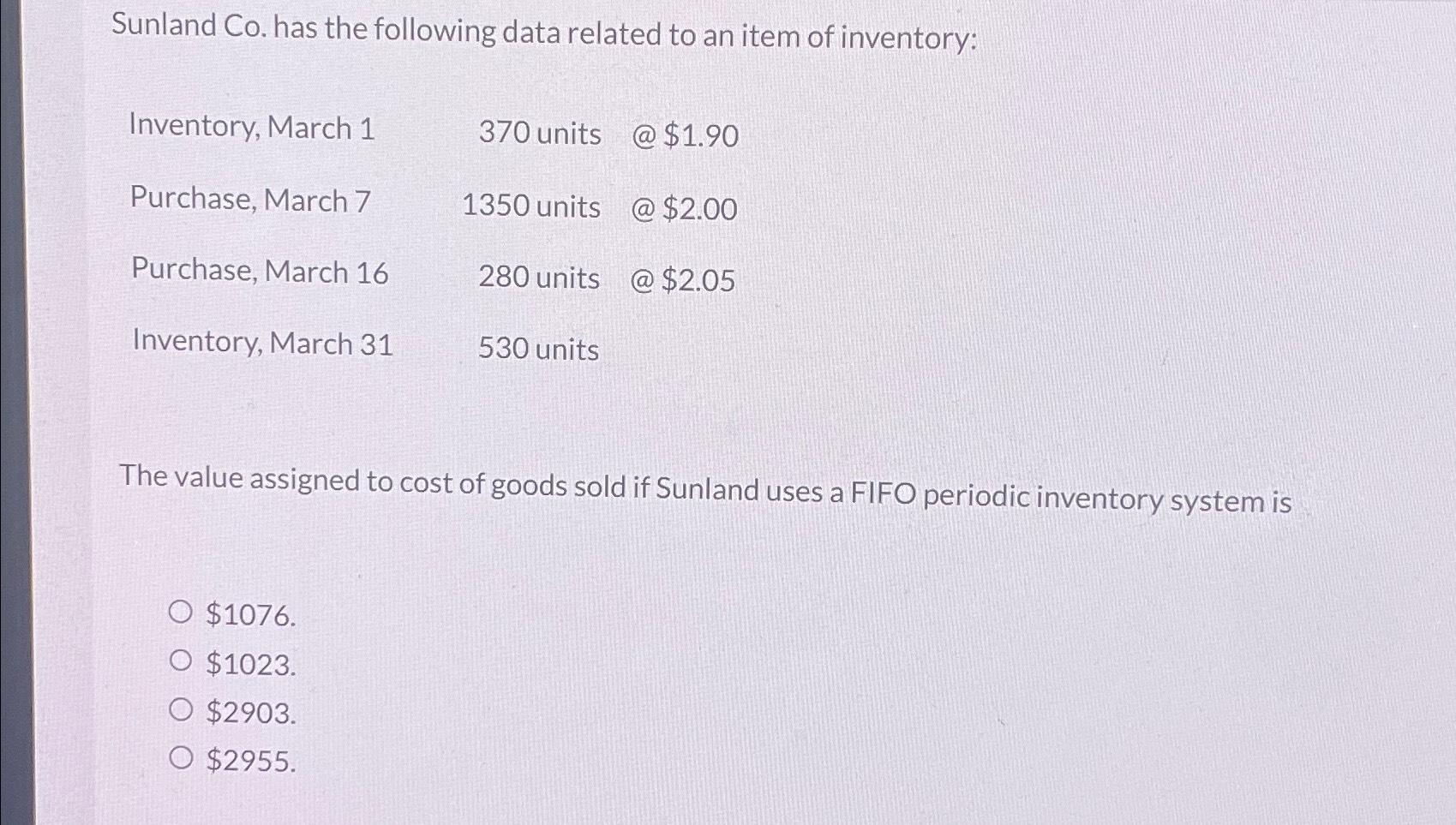 Solved Sunland Co. ﻿has the following data related to an | Chegg.com