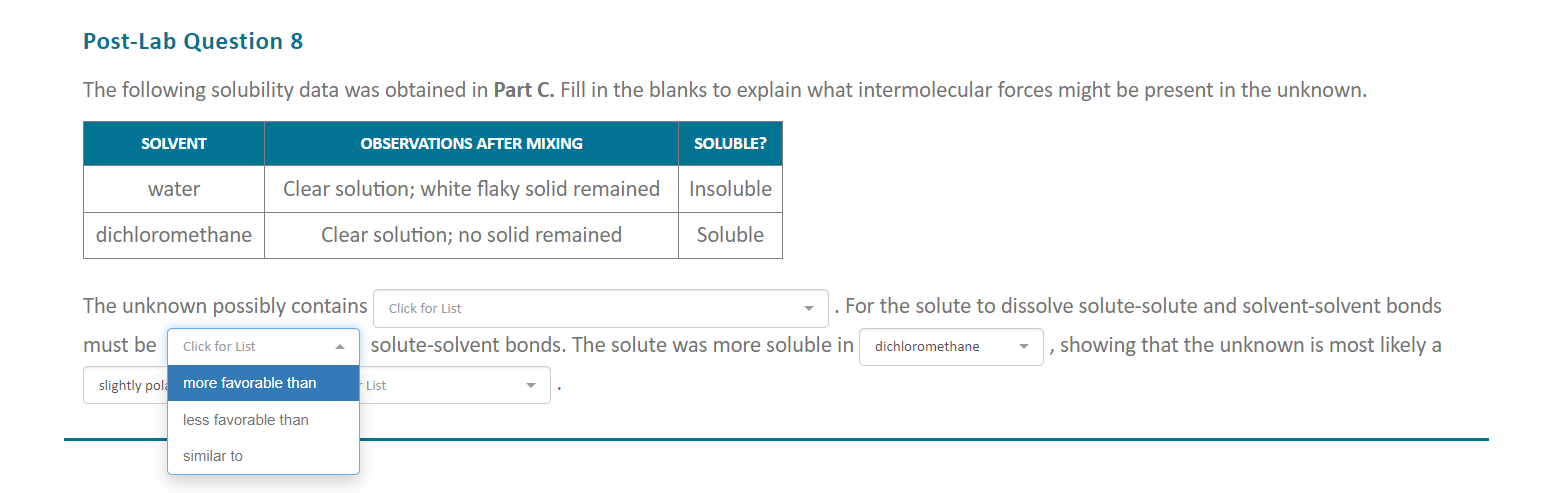 Solved Post-Lab Question 8The following solubility data was | Chegg.com