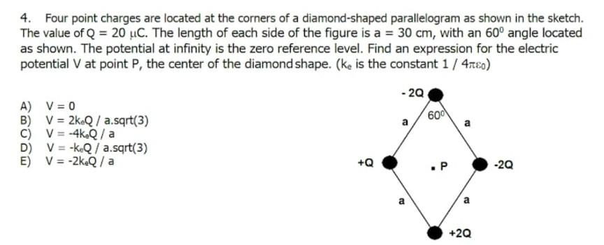 Solved 4. Four point charges are located at the corners of a | Chegg.com