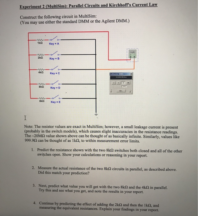 Solved Experiment 2 (MultiSim): Parallel Circuits and | Chegg.com