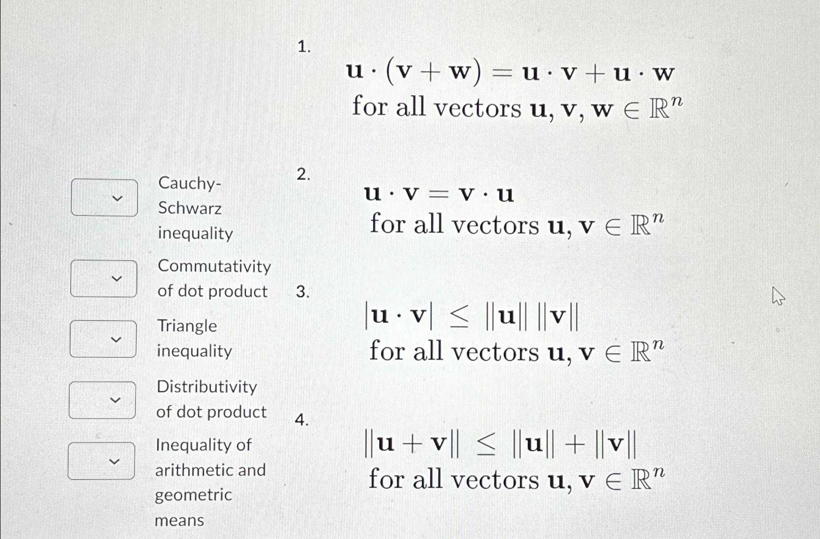 Solved u*(v+w)=u*v+u*wfor all vectors | Chegg.com