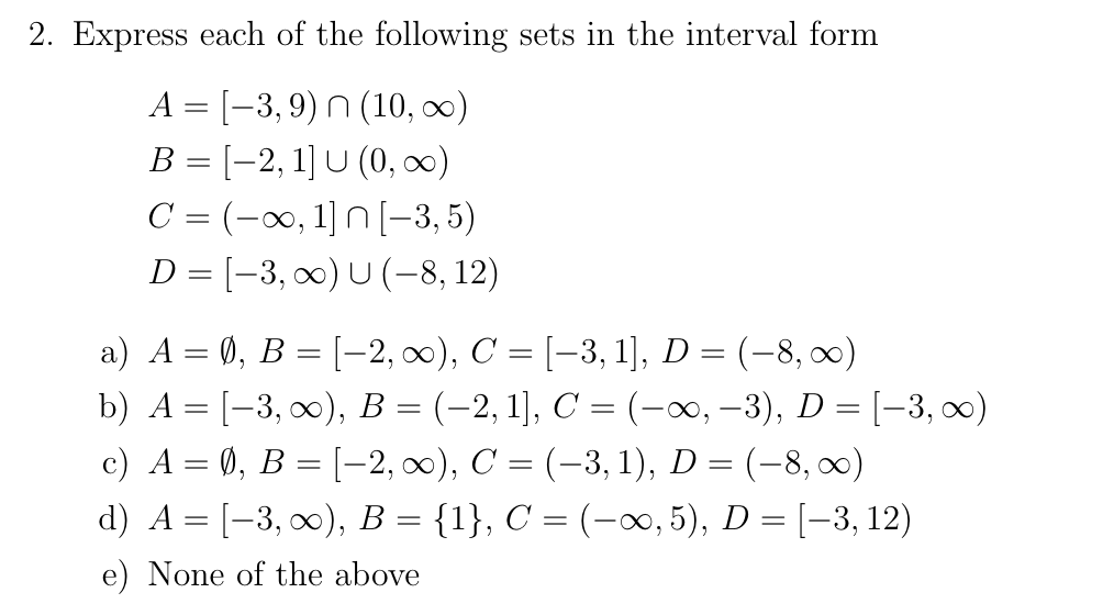 Solved Express each of the following sets in the interval | Chegg.com