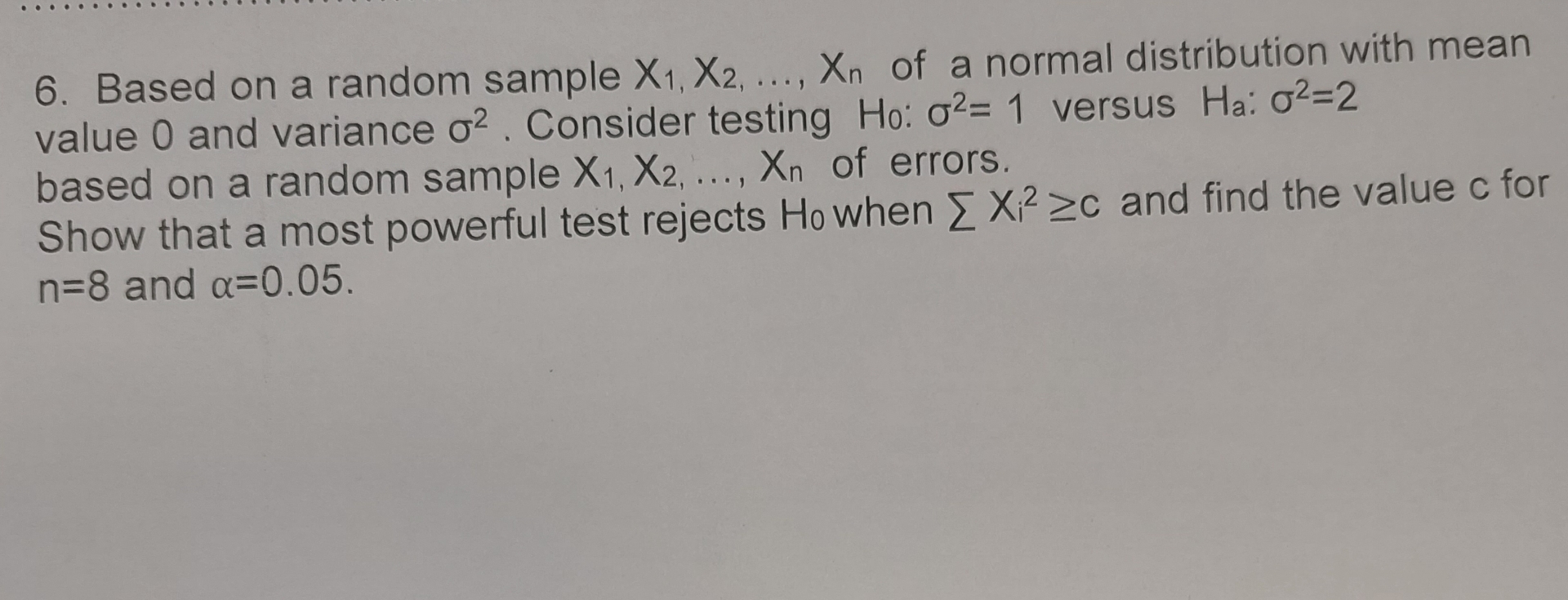 Solved Based on a random sample x1,x2,dots,xn ﻿of a normal | Chegg.com