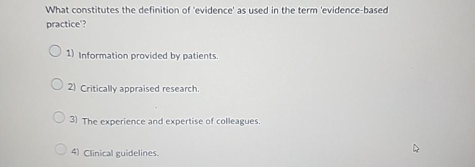 Solved What constitutes the definition of 'evidence' as used | Chegg.com