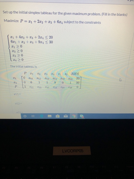 Solved Set up the initial simplex tableau for the given | Chegg.com