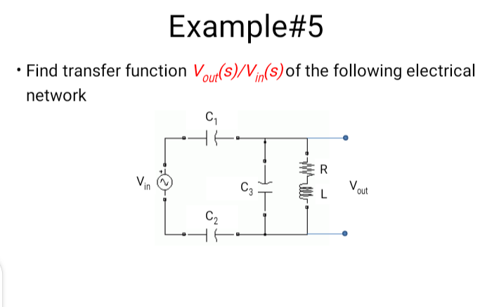 Solved Example#5 Find transfer function Vout(s)/Vin(s) of | Chegg.com