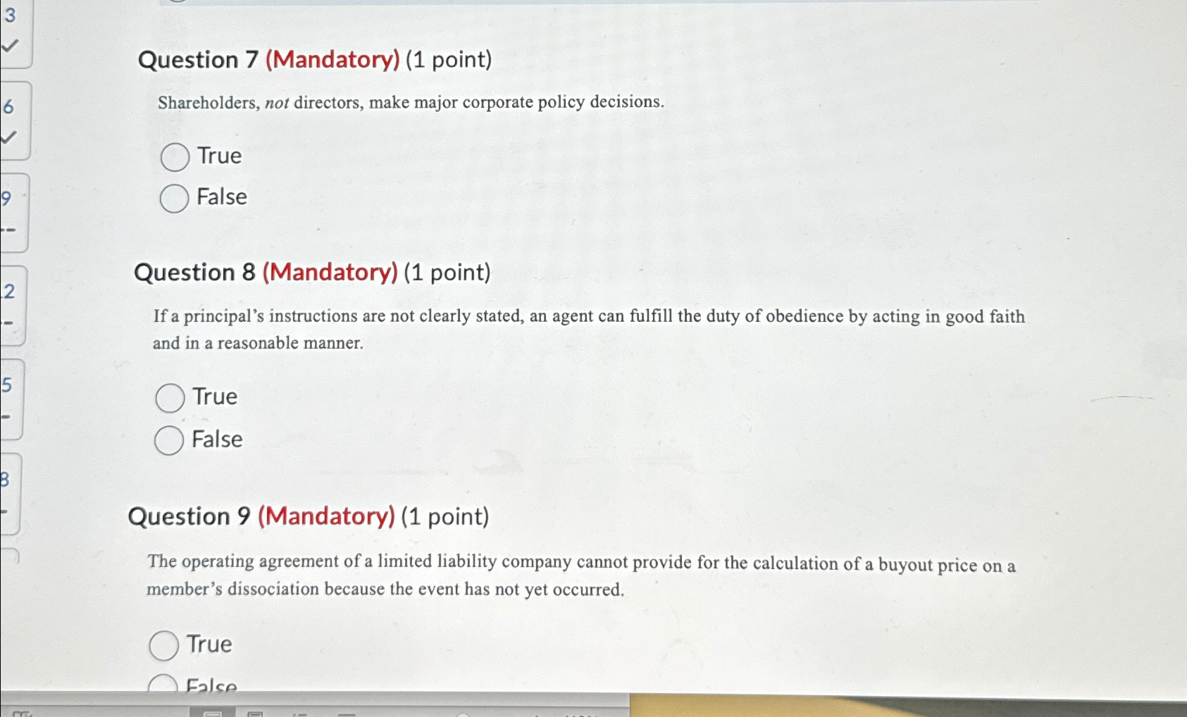 Solved Question 7 (Mandatory) (1 ﻿point)Shareholders, not | Chegg.com