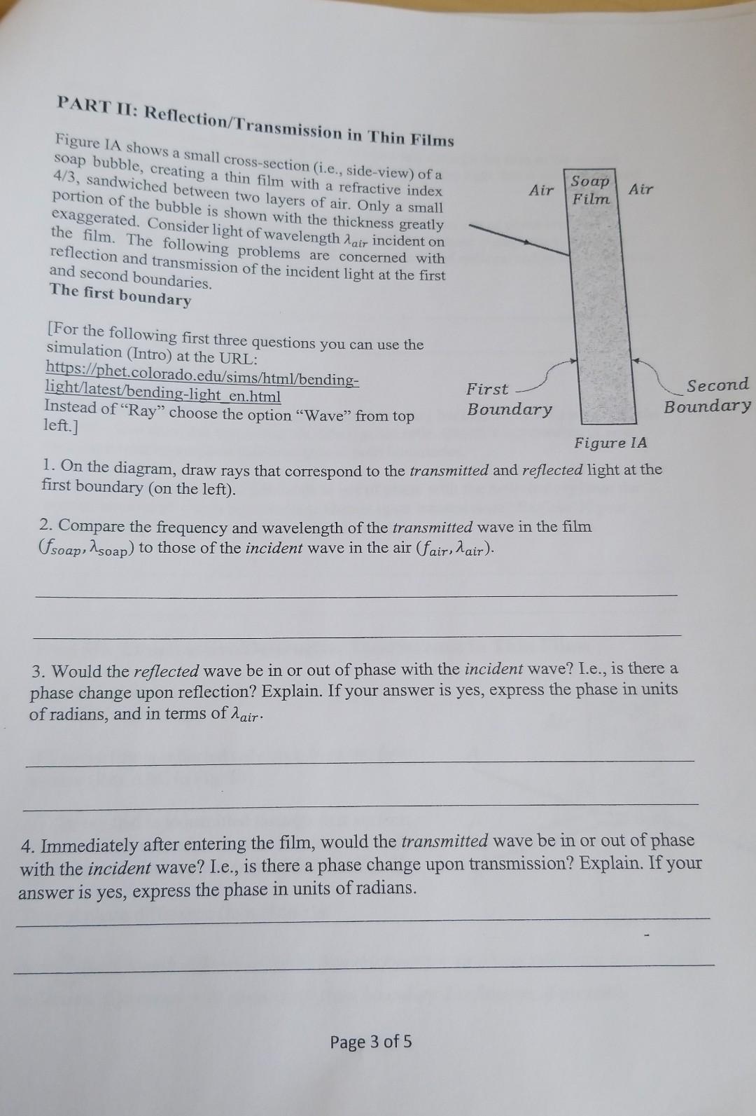Solved 5. Continue the transmitted ray from the first | Chegg.com