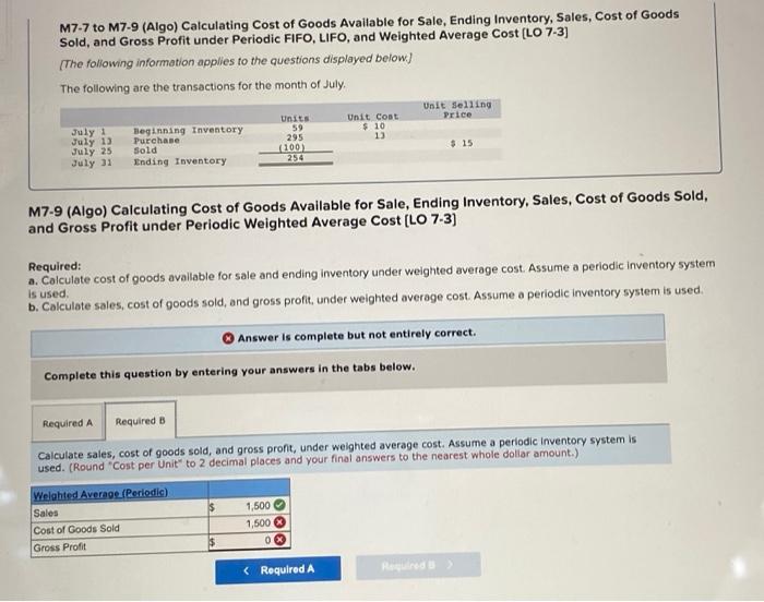 Solved M7-7 to M7-9 (Algo) Calculating Cost of Goods | Chegg.com