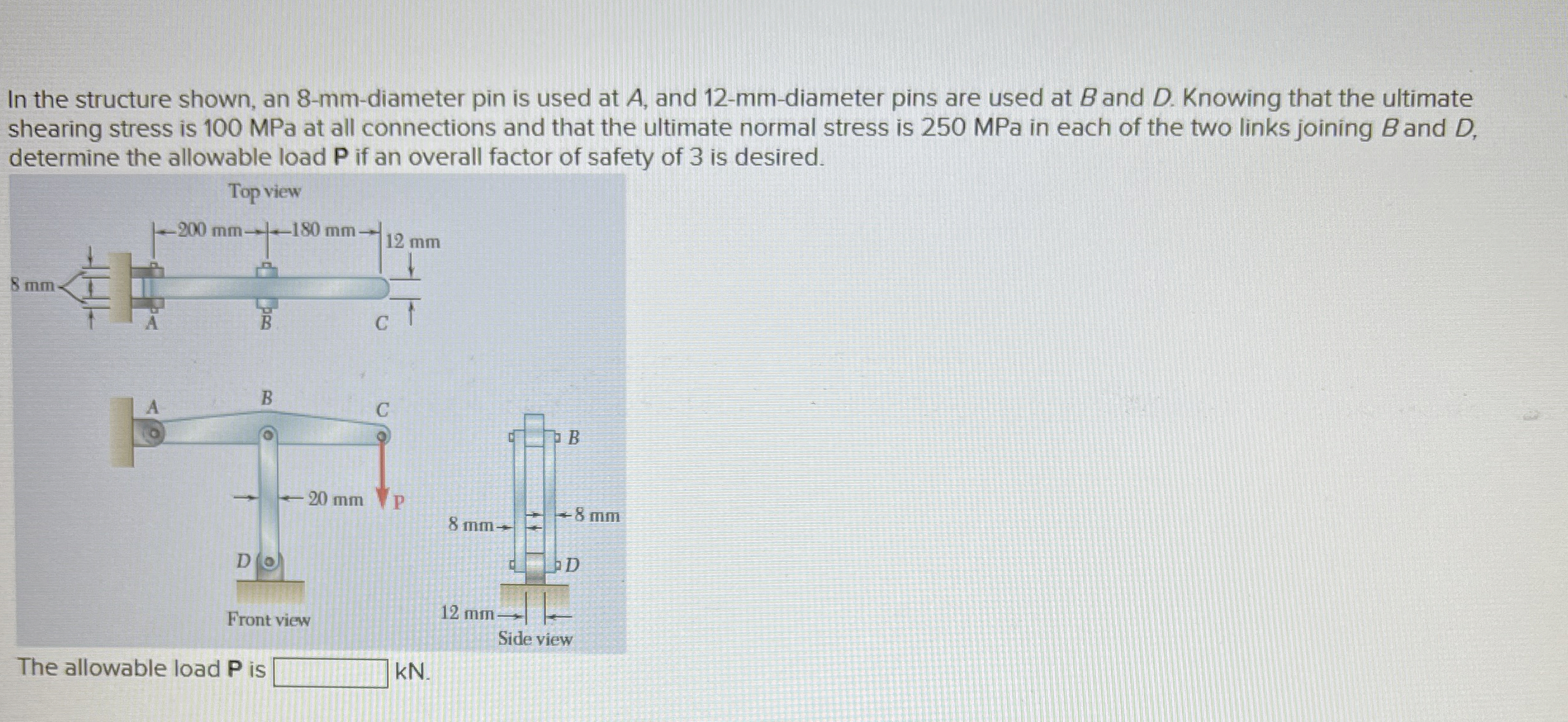 Solved In the structure shown, an 8 -mm-diameter pin is used | Chegg.com