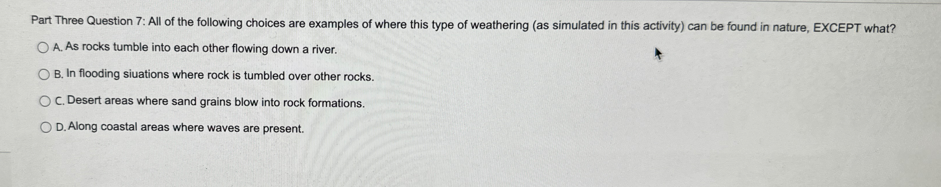 Solved Part Three Question 7: All of the following choices | Chegg.com