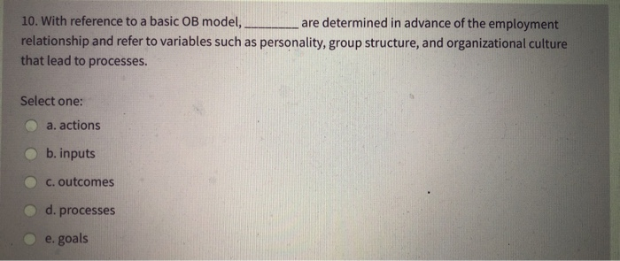 Solved 10. With reference to a basic OB model, are | Chegg.com