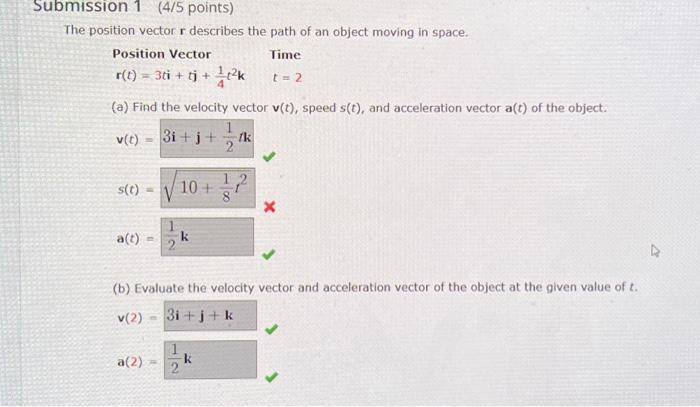 Solved The position vector r describes the path of an object | Chegg.com
