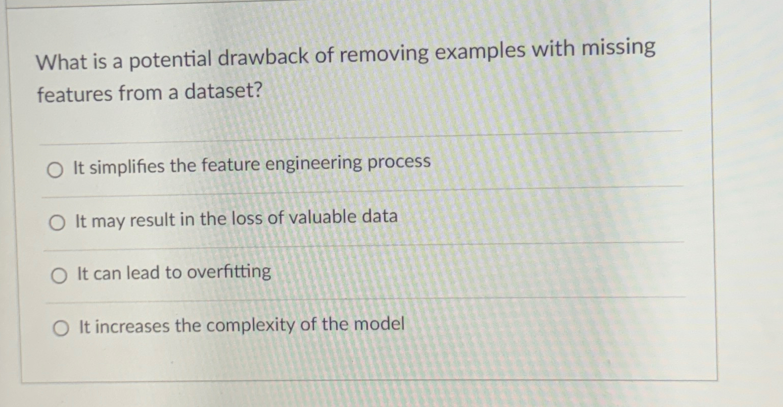 Solved What is a potential drawback of removing examples | Chegg.com