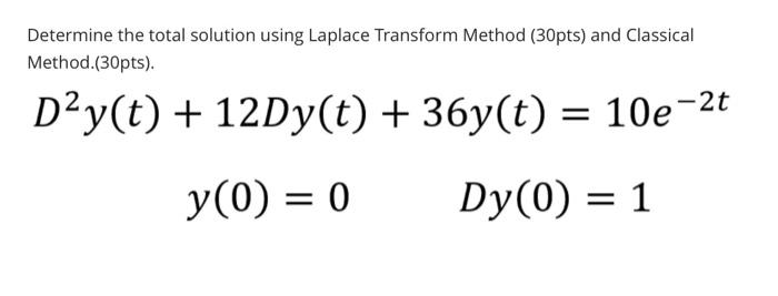 Solved Determine the total solution using Laplace Transform | Chegg.com