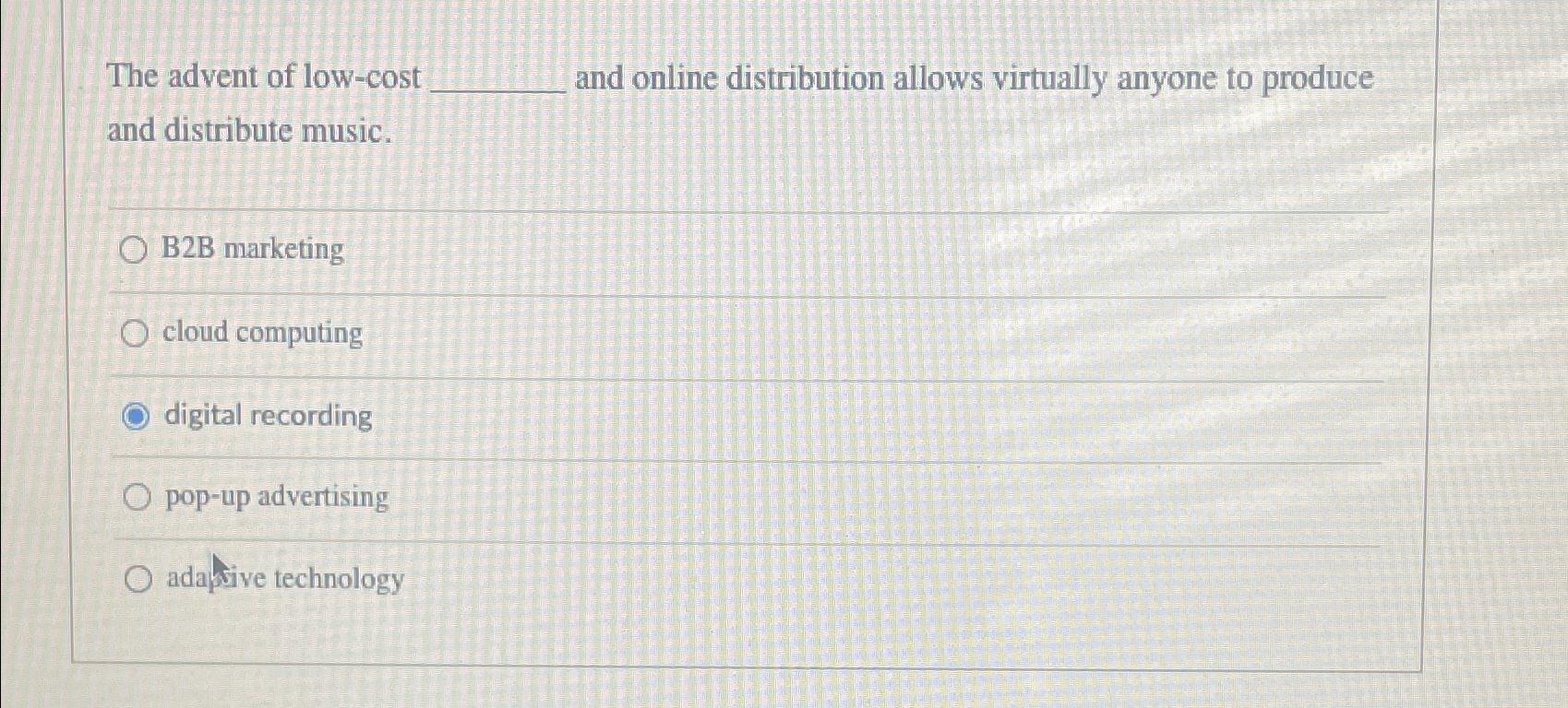 Solved The advent of low-cost and online distribution allows | Chegg.com
