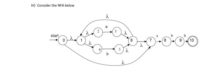 Solved IV) Consider the NFA below | Chegg.com