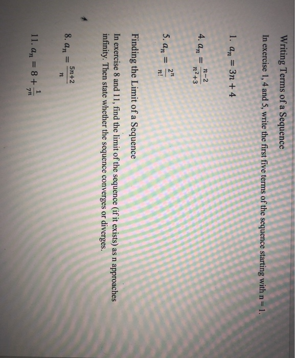 Solved Writing Terms of a Sequence In exercise 1, 4 and 5, | Chegg.com