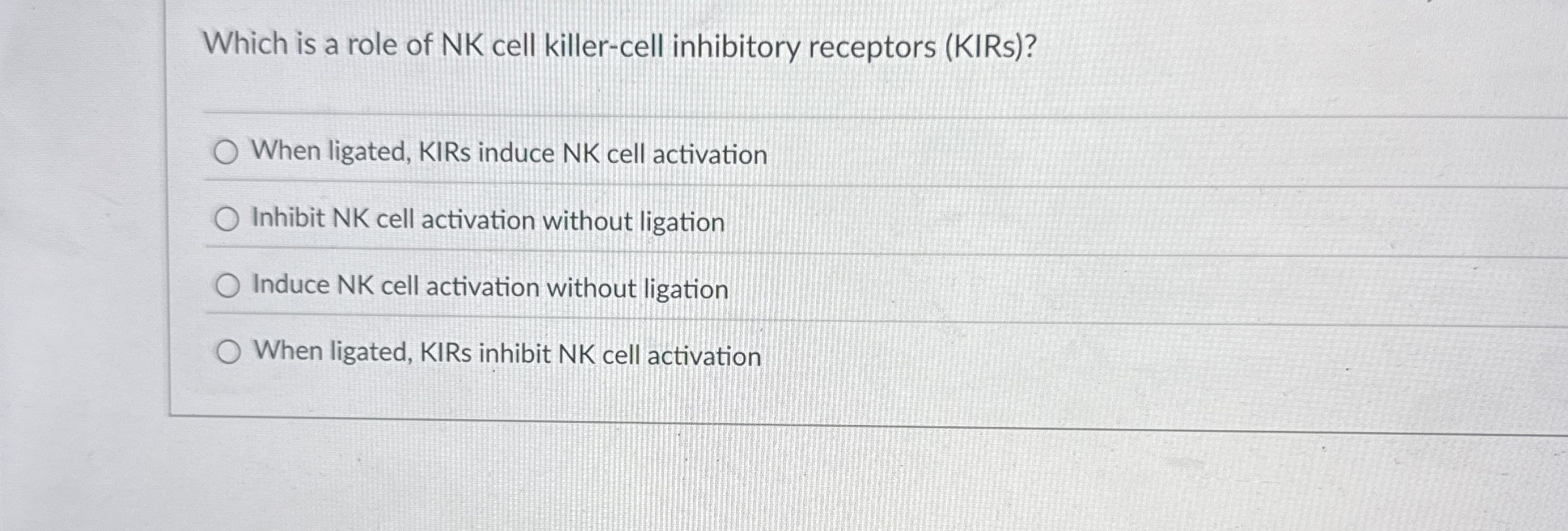 Solved Which is a role of NK cell killer-cell inhibitory | Chegg.com