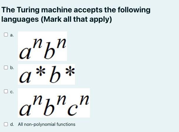 Solved The Turing machine accepts the | Chegg.com