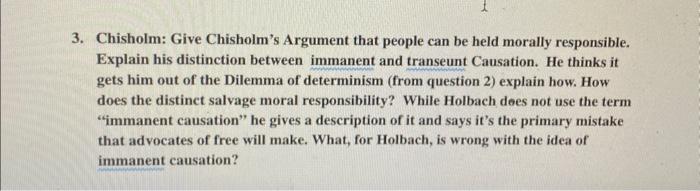 Holbach: Give Holbach's argument for causal | Chegg.com