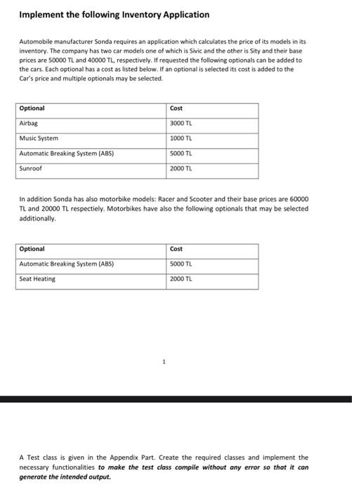 Solved Implement the following Inventory Application | Chegg.com
