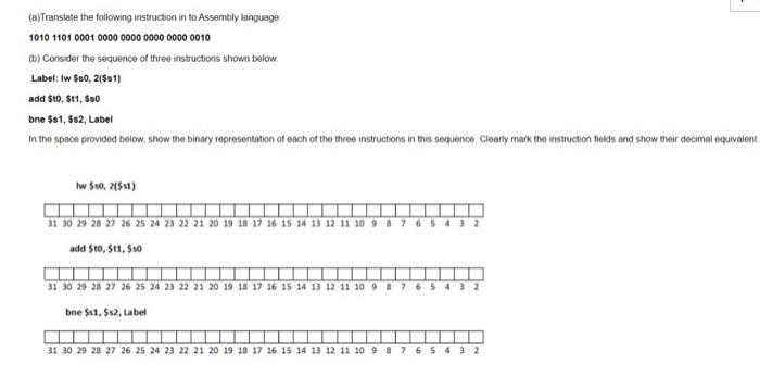 Solved (a)Translate the following instruction in to Assembly | Chegg.com