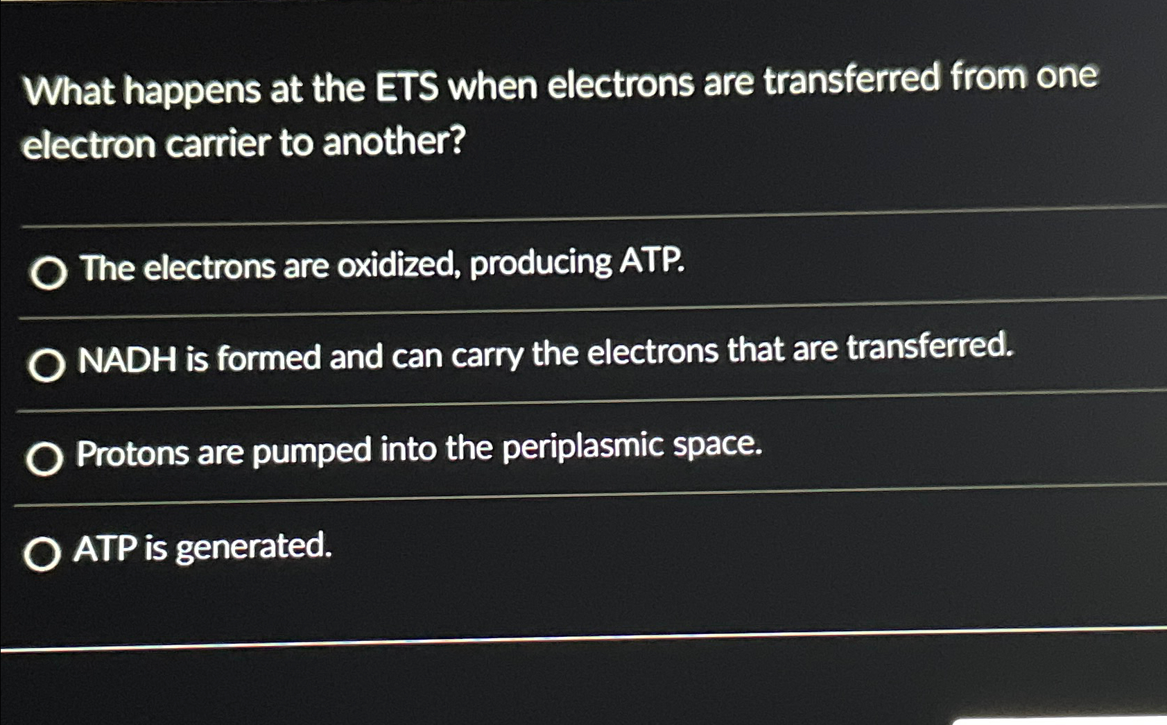Solved What happens at the ETS when electrons are | Chegg.com