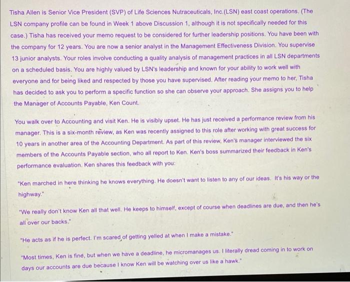 Solved Tisha Allen is Senior Vice President (SVP) of Life | Chegg.com