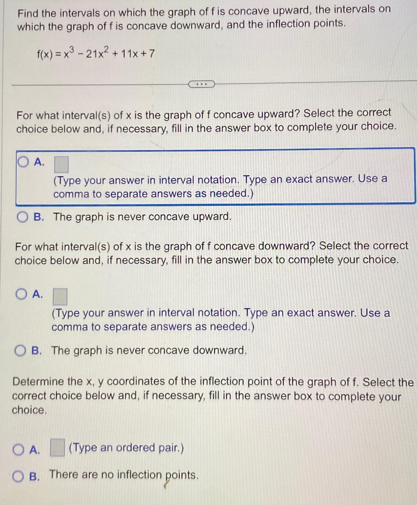 Solved Find the intervals on which the graph of f ﻿is | Chegg.com